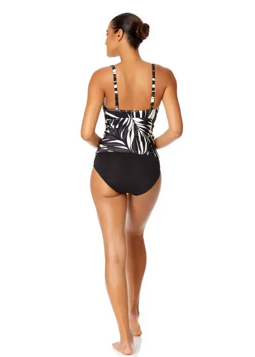 ANNE COLE Ring Front Tankini Swim Top - Palm Chic