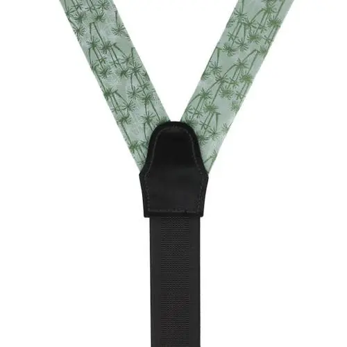 Trafalgar Nohea Palm Tree Linen Blend Button End Suspenders - Green