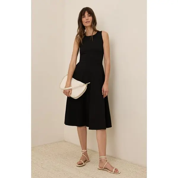 PACT Organic Cotton Fit & Flare Keyhole Back Dress - Black