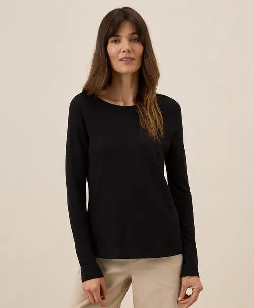 PACT Organic Cotton Featherweight Slub Long Sleeve Tee - Black