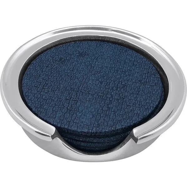MARIPOSA Faux Grasscloth Signature Coaster Set - Blue