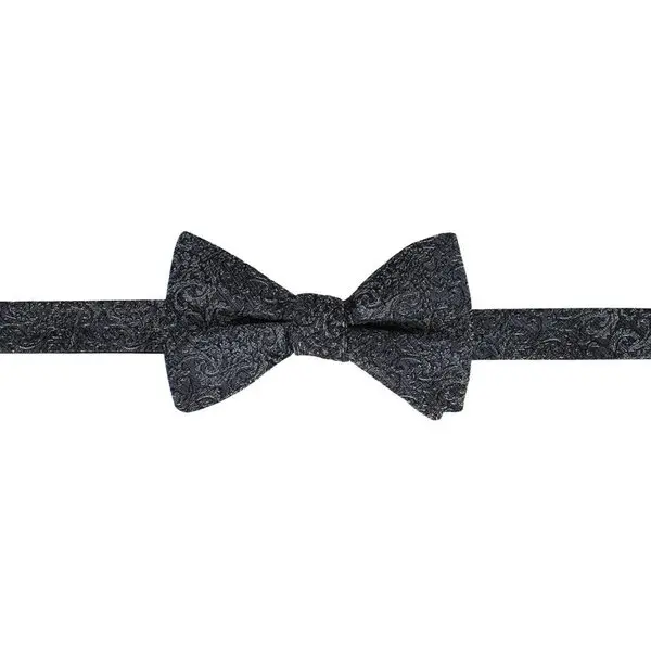 Trafalgar Esteban Scrolling Vines Silk Bow Tie - Silver And Black