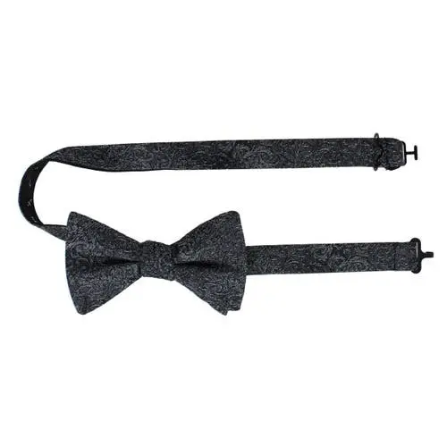 Trafalgar Esteban Scrolling Vines Silk Bow Tie - Silver And Black