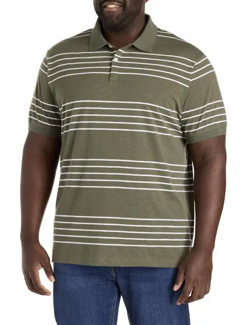HARBOR BAY BY DXL Big & Tall Striped Polo Shirt