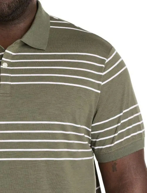 HARBOR BAY BY DXL Big & Tall Striped Polo Shirt