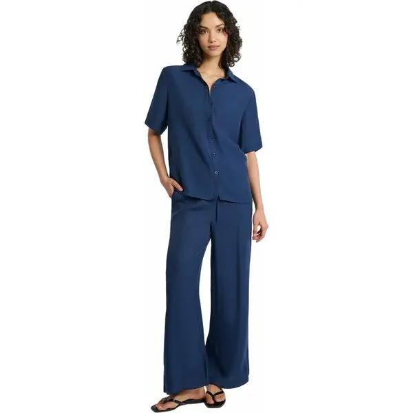 Onia Crinkle Oversized Short Sleeve Shirt - Deep Navy