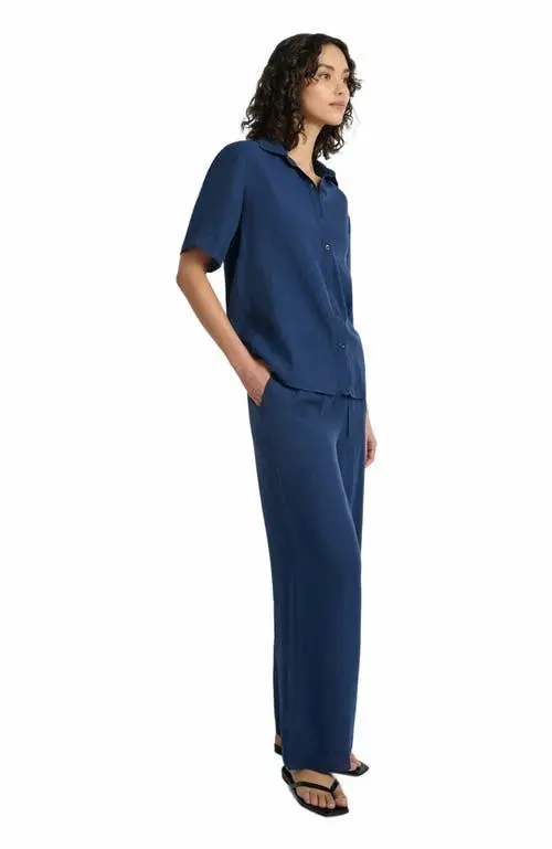 Onia Crinkle Oversized Short Sleeve Shirt - Deep Navy