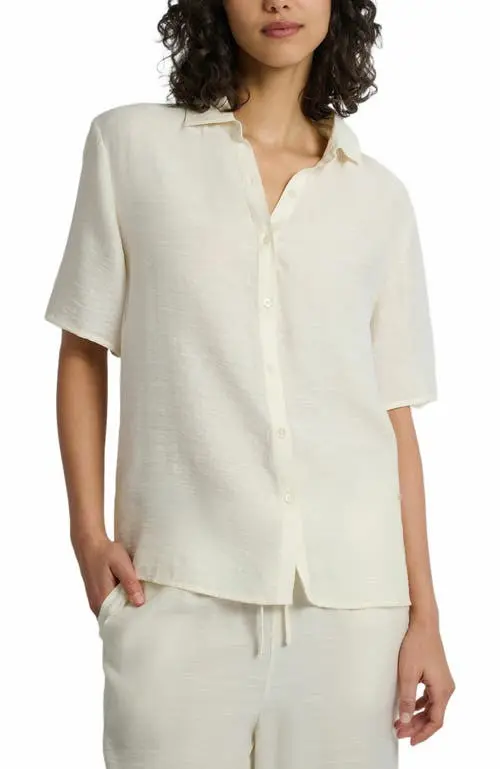 Onia Crinkle Oversized Short Sleeve Button Up Shirt