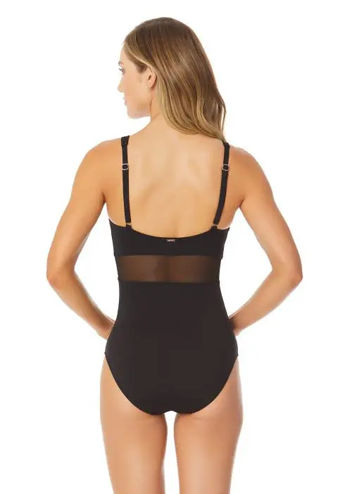 ANNE COLE Mesh Insert One Piece Swimsuit