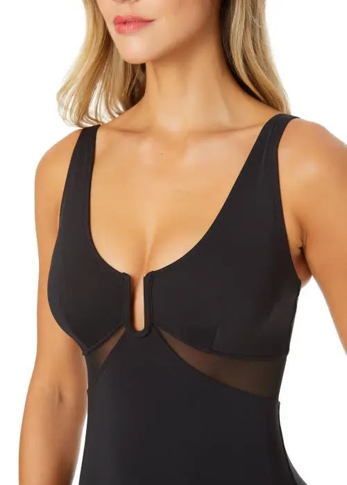 ANNE COLE Mesh Insert One Piece Swimsuit