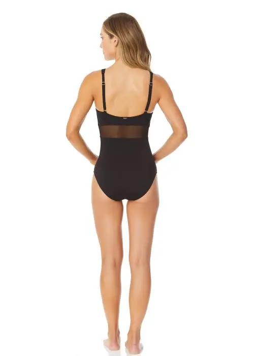 ANNE COLE Mesh Insert One Piece Swimsuit