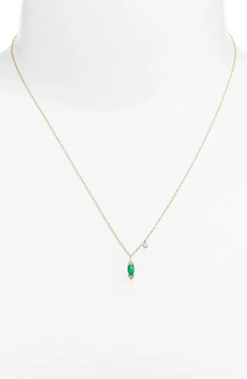 Meira T Emerald & Diamond Marquise Necklace