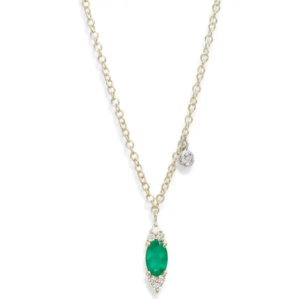 Meira T Emerald & Diamond Marquise Necklace - Yellow