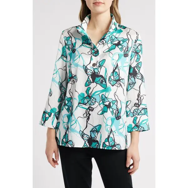 Ming Wang Abstract Print Button-up Shirt
