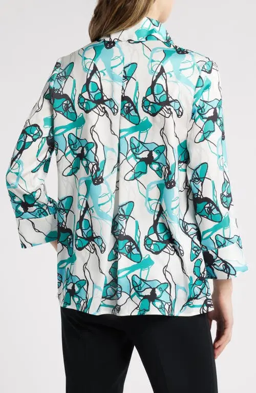 Ming Wang Abstract Print Button-up Shirt