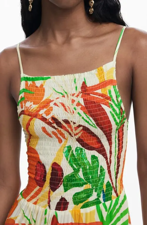 Desigual Smocked Bodice Tiered Maxi Dress