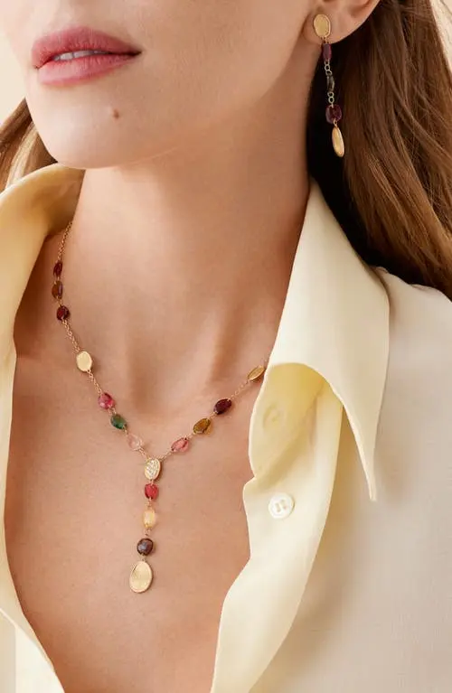 Marco Bicego Lunaria Tourmaline & Pavé Diamond Y-necklace In 18k