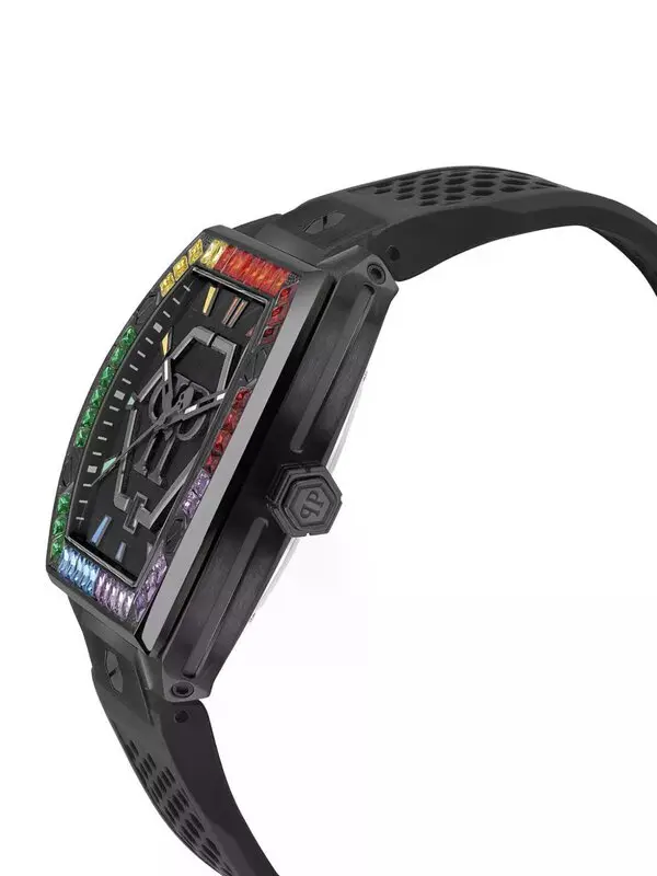 Philipp Plein Hexagon Phantom Stainless Steel Watch With Embellished Bezel