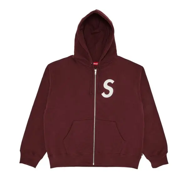 Supreme S Logo Zip Up Hooded Sweatshirt - Red