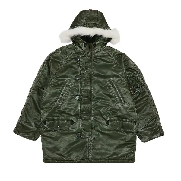 Supreme Washed Flight Satin N-3b Parka - Green | Editorialist