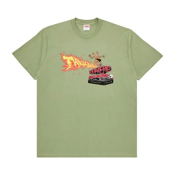 Supreme X Thrasher Back Tail Tee 'light Olive - Green