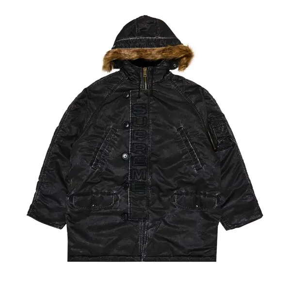 Supreme Washed Flight Satin N-3b Parka - Black | Editorialist