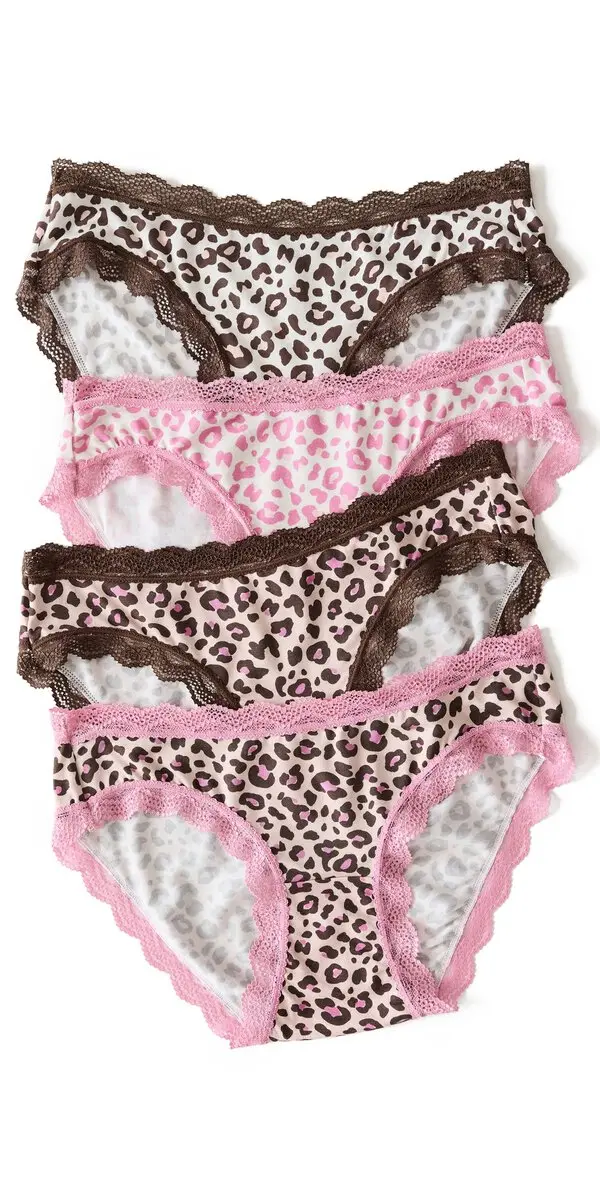 STRIPE & STARE Original Knicker Four Pack Panties - Liquorice Leopard