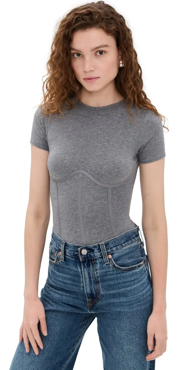 FLEUR DU MAL T-shirt Thong Bodysuit - Grey