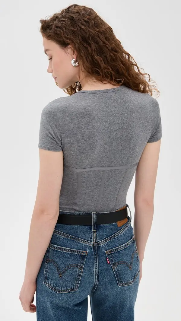 FLEUR DU MAL T-shirt Thong Bodysuit - Grey