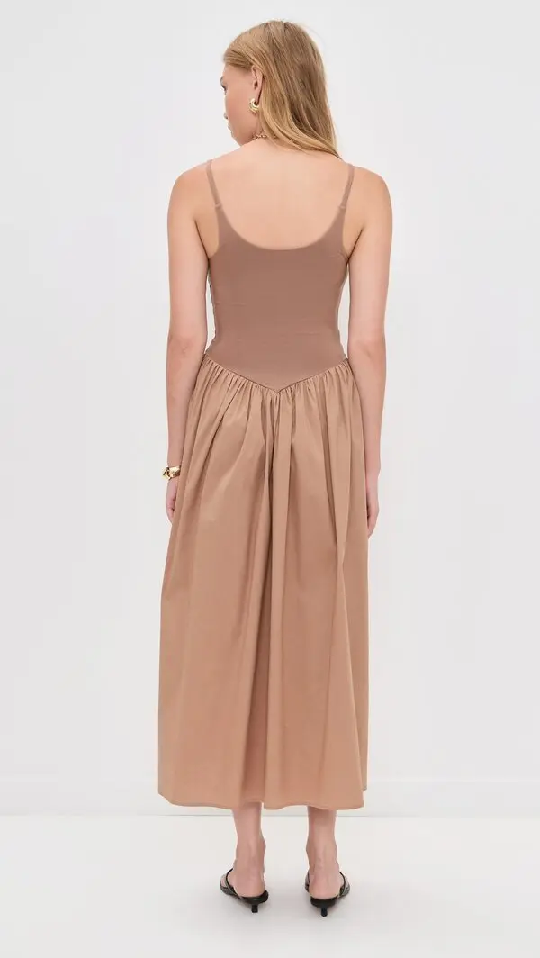 LE BOP Alix Mixed Fabric Tank Dress - Latte