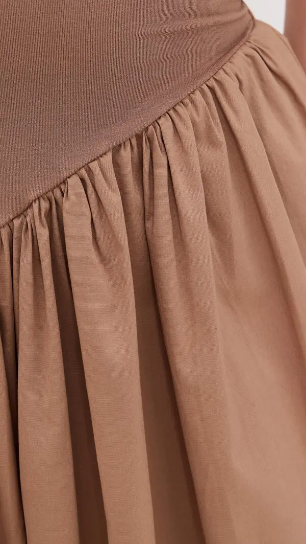 LE BOP Alix Mixed Fabric Tank Dress - Latte
