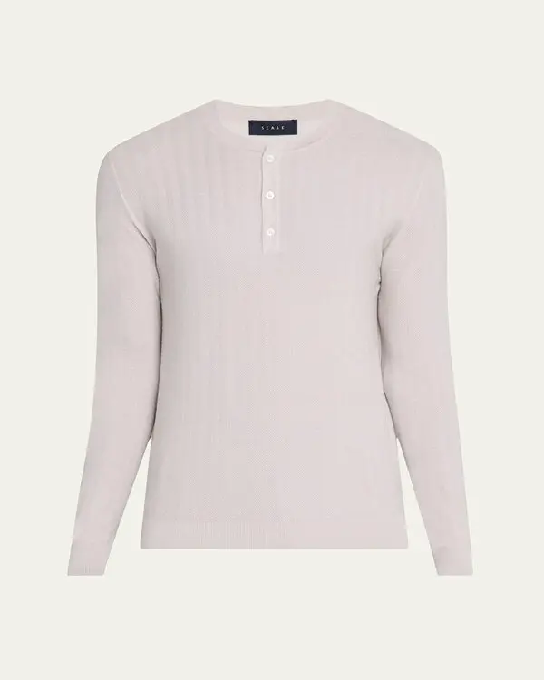 Sease Herringbone Henley Sweater