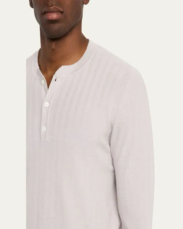 Sease Herringbone Henley Sweater
