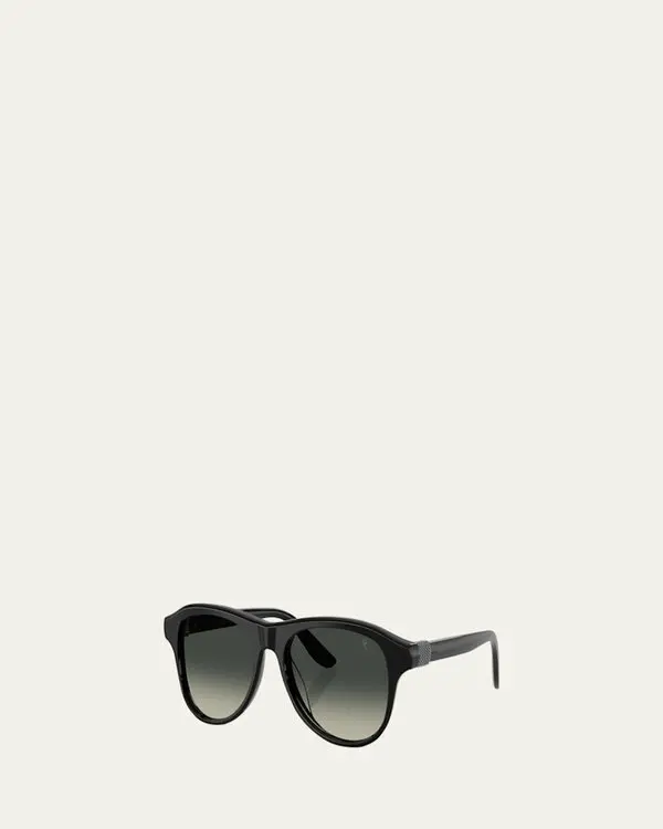 Brunello Cucinelli Acetate Round Sunglasses - Black