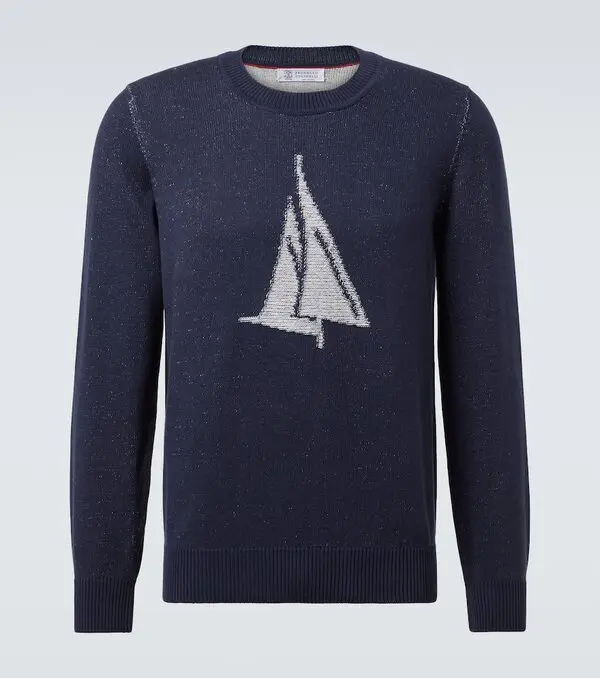 Brunello Cucinelli Intarsia Cotton Sweater
