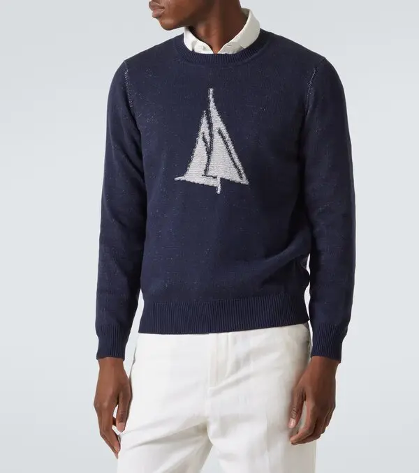 Brunello Cucinelli Intarsia Cotton Sweater