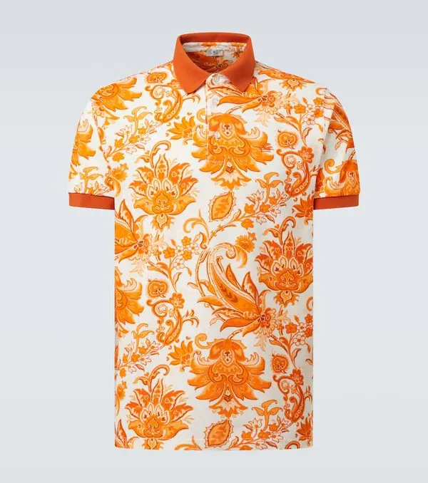 Etro Paisley Cotton Polo Shirt - Orange