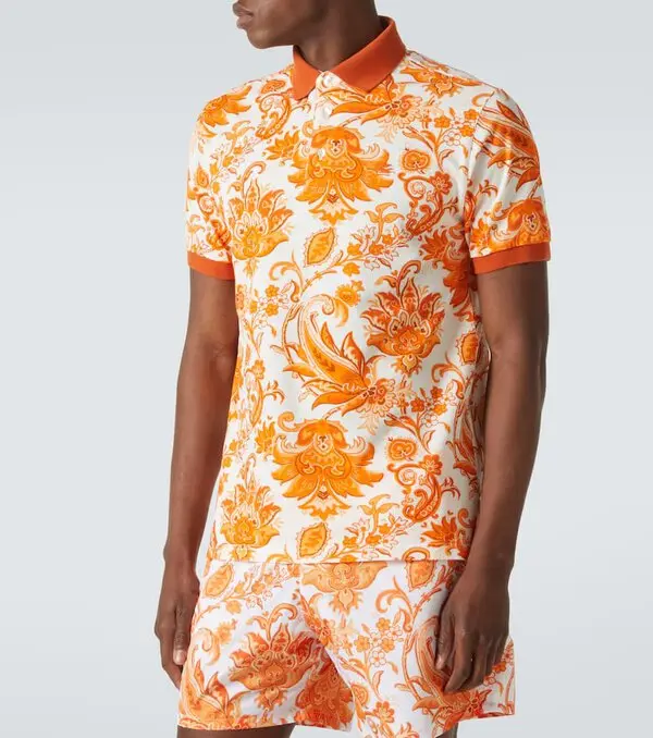 Etro Paisley Cotton Polo Shirt - Orange