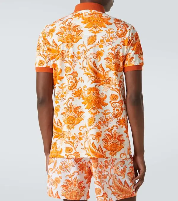 Etro Paisley Cotton Polo Shirt - Orange