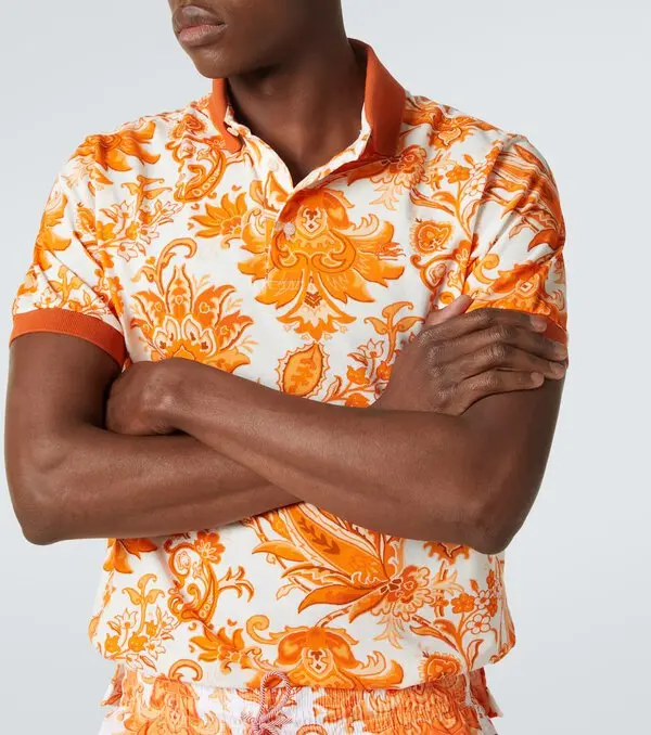 Etro Paisley Cotton Polo Shirt - Orange
