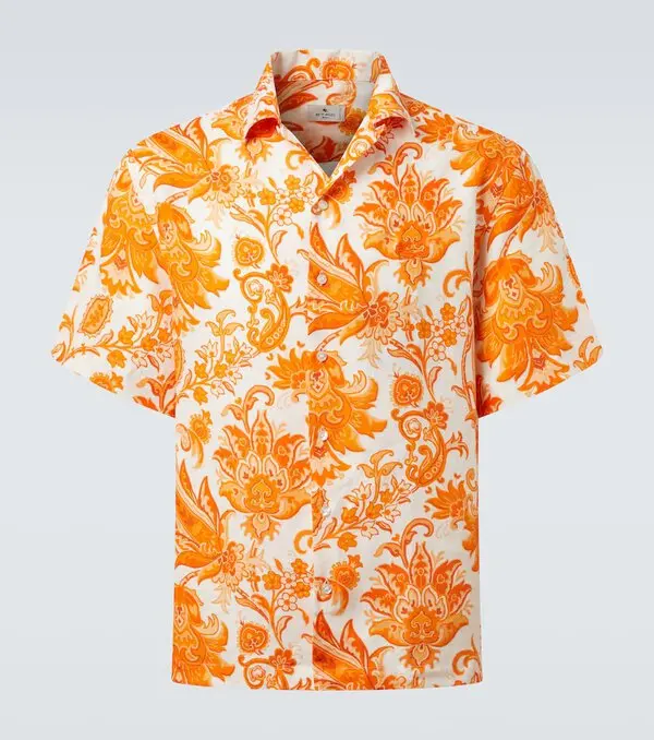 Etro Paisley Linen Bowling Shirt