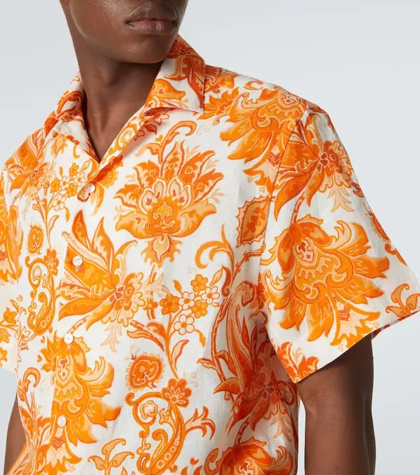 Etro Paisley Linen Bowling Shirt