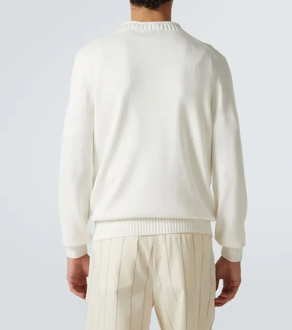 Brunello Cucinelli Cotton Long-sleeved Sweater - White