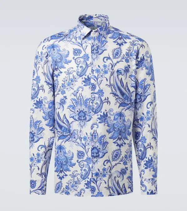 Etro Roma Paisley Linen Shirt - Blue