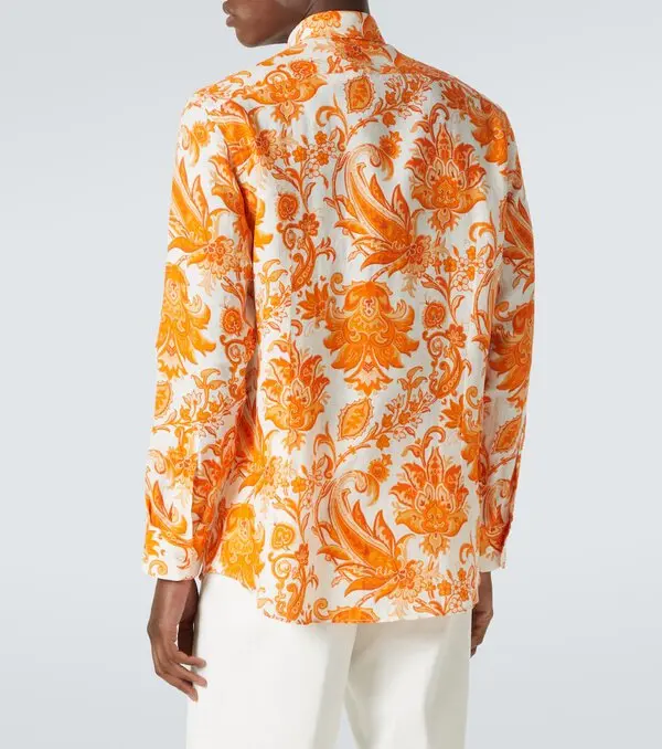Etro Roma Paisley Linen Shirt - Orange