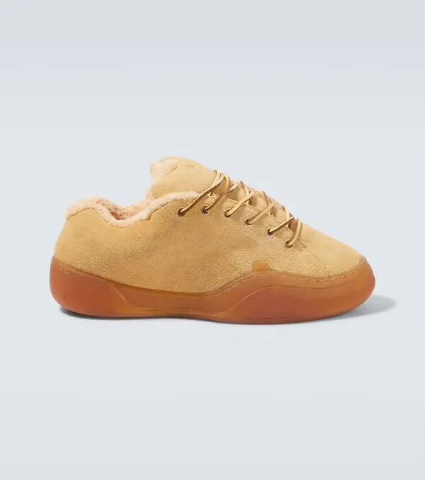 ERL Sand Vamp Shearling-lined Suede Sneakers - Beige