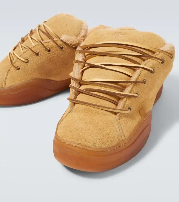 ERL Sand Vamp Shearling-lined Suede Sneakers - Beige