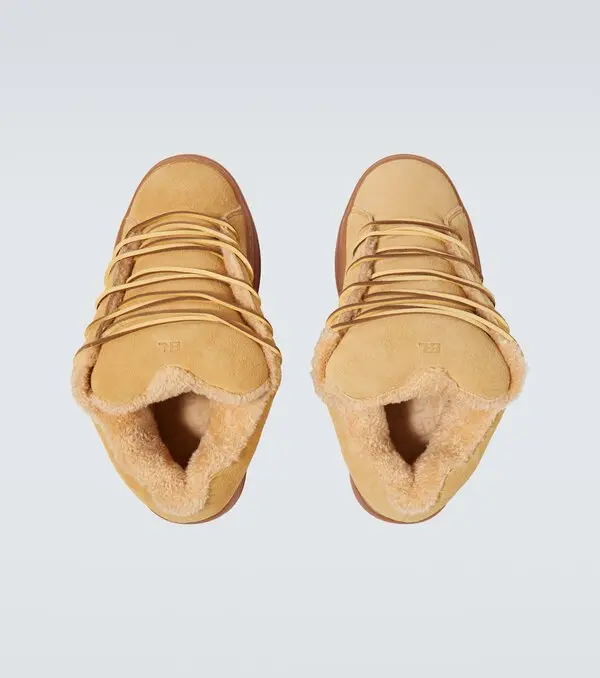 ERL Sand Vamp Shearling-lined Suede Sneakers - Beige