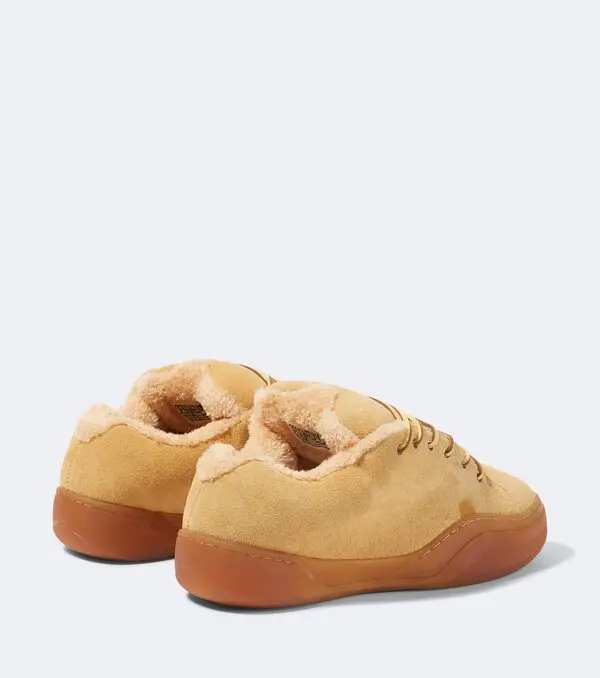 ERL Sand Vamp Shearling-lined Suede Sneakers - Beige
