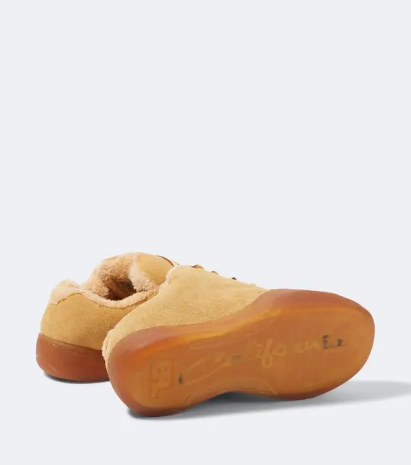 ERL Sand Vamp Shearling-lined Suede Sneakers - Beige